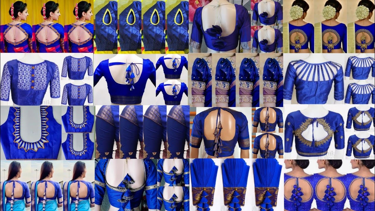 💙blue colour blouse & sleeves designs 2023/blue colour blouse design ...