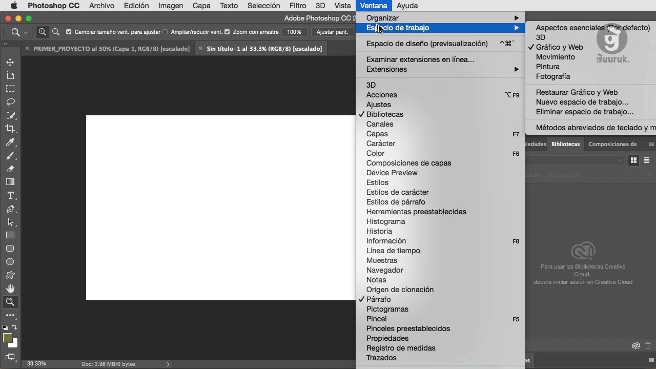 Interfaz: menú y ventanas I Photoshop CC 2015 - YouTube
