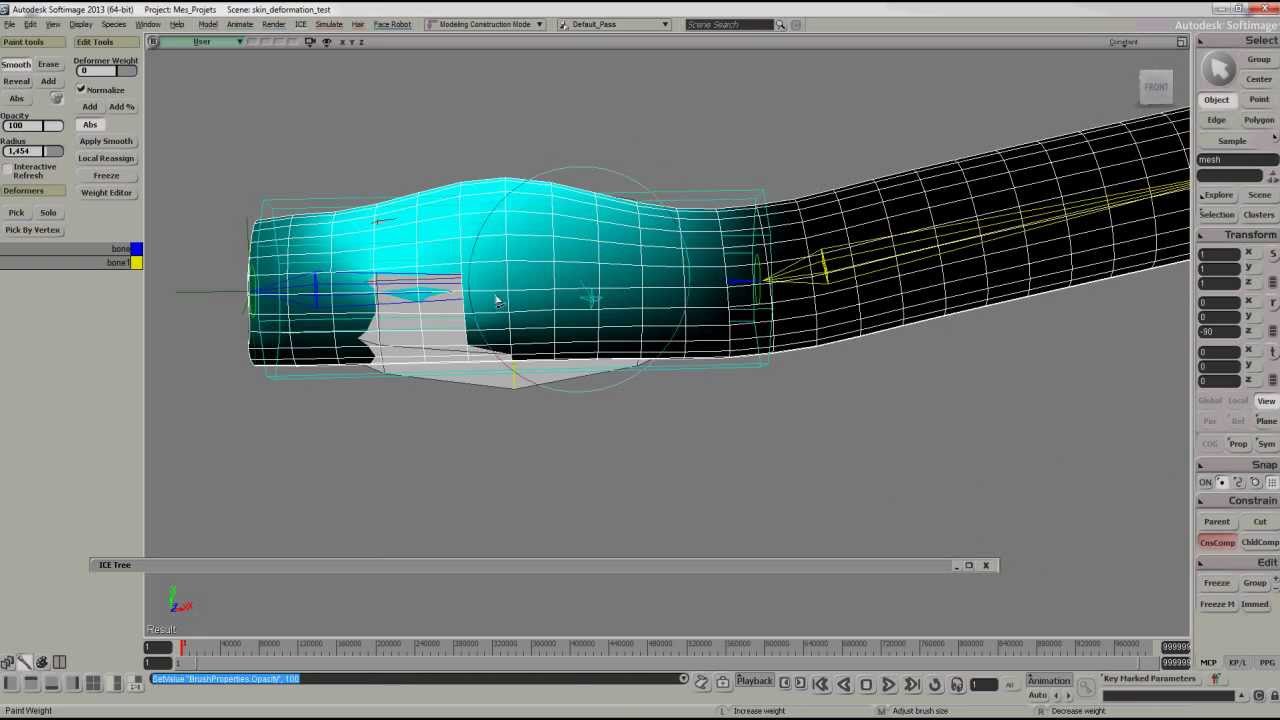 Softimage ICE muscle system TEST_02 - SKIN DEFORMATION - YouTube