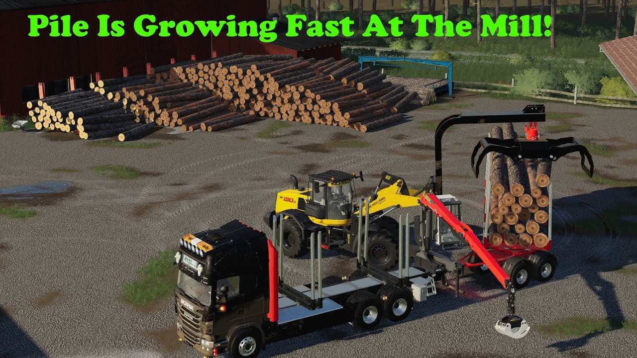 FS19 | Forestry On Holmåkra | Huge Pile At The Mill | Timelapse | S02 ...