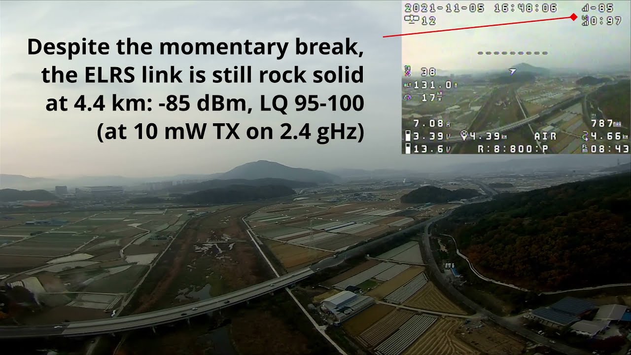 Matek ELRS Diversity receiver test, ELRS v1.2, 10mW, -85 dBm@4.4km ...