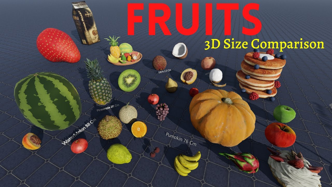 Fruits Size Comparison 3D 🍋🥝 - YouTube