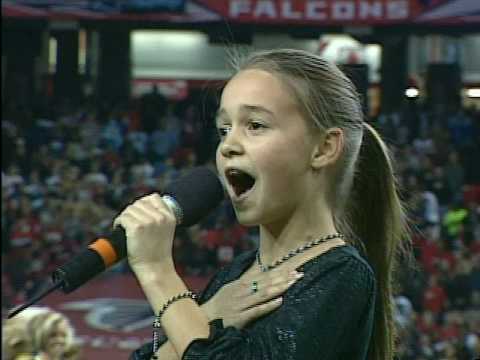 Katherine "KK" Fritsch Sings National Anthem Atlanta Falcons 11 23 08 ...