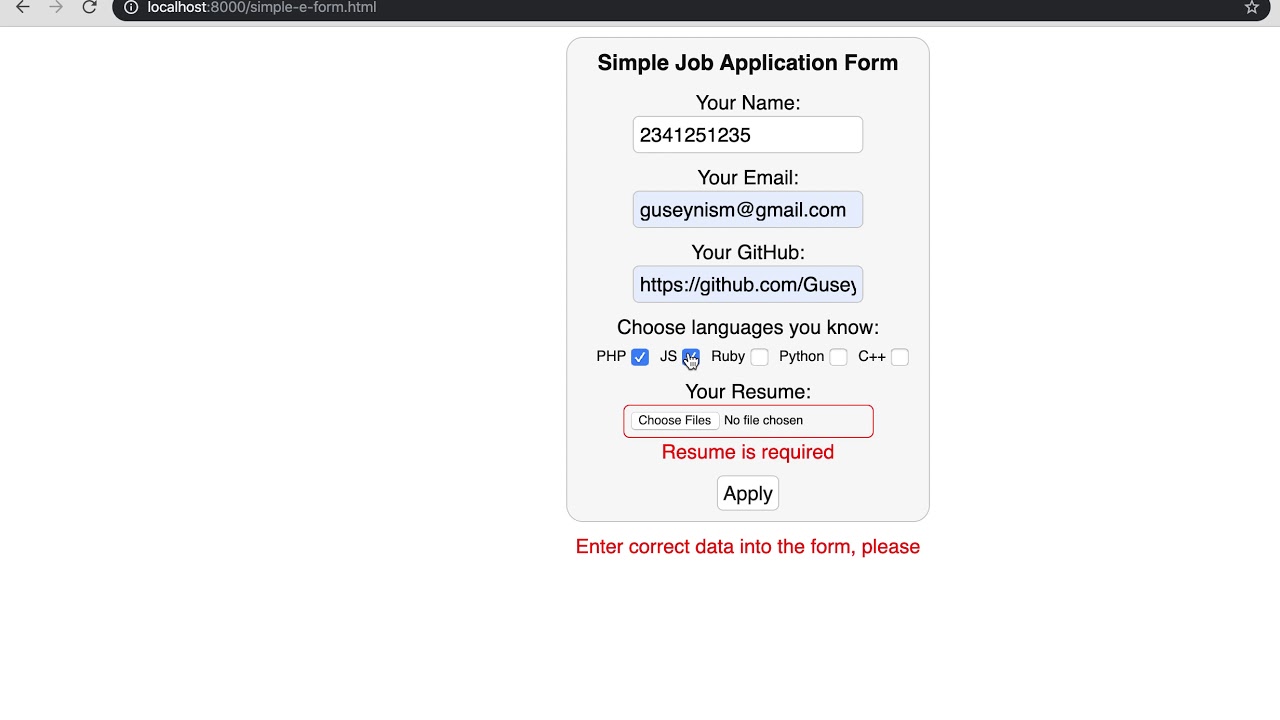 simple e form - YouTube