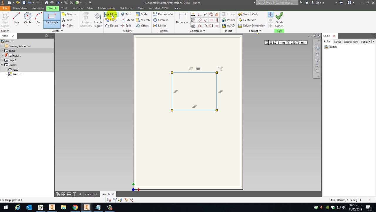Inventor - Drawing - Hatch - YouTube