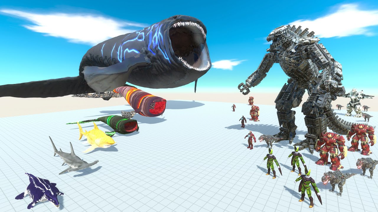 Bloop Evolved VS Machine Godzilla and Robot - Bloop War - YouTube