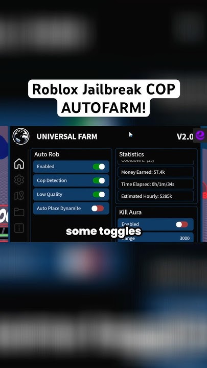 Roblox Jailbreak Universal Farm Script GUI #roblox #robloxshorts #robloxjailbreak # ...