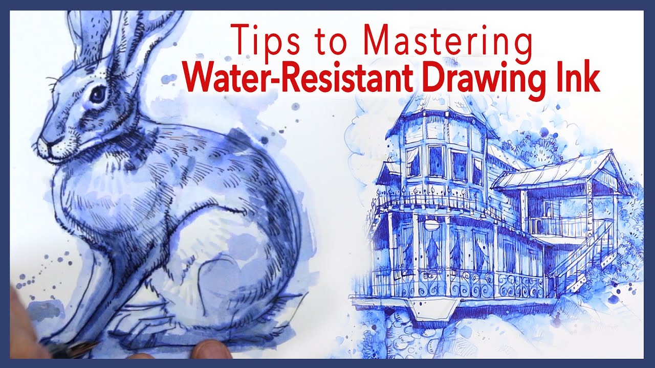 Drawing With Water-Resistant Ink vs. Waterproof Ink - YouTube