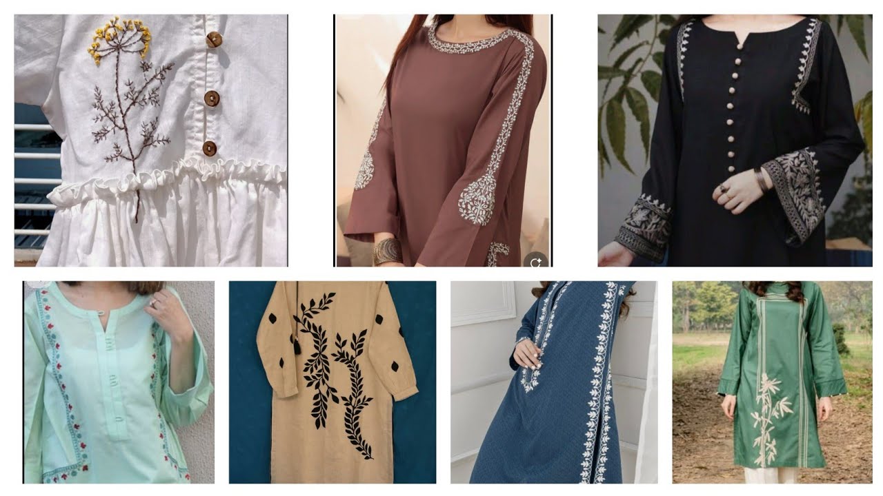 Simple Easy And Unique Embroidery Frock Design | Easy Hand Embroidery ...