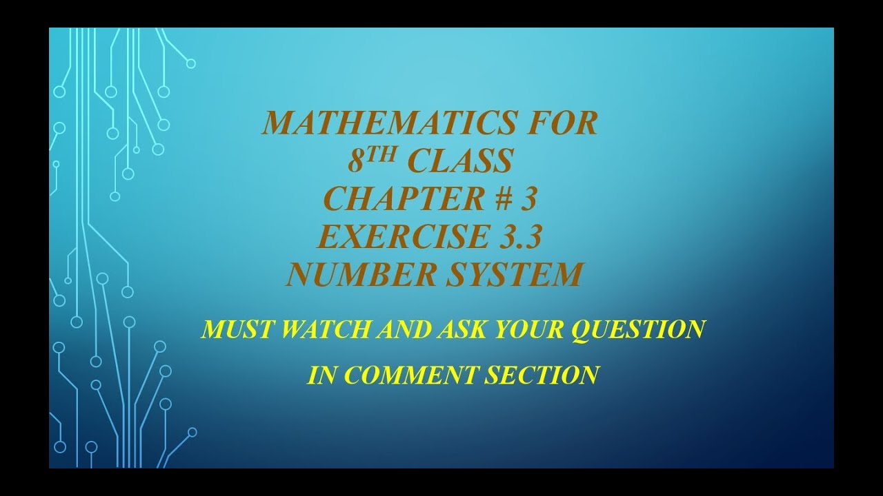 MATHEMATICS || CHAPTER # 3 ||EXERCISE 3.3 || QUESTION NO 1 || FOR 8TH ...