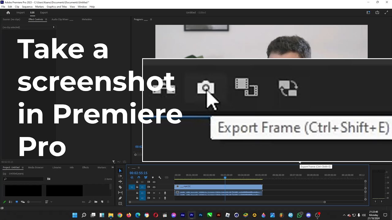 Editing Tips | 📸 Take A Screenshot in Adobe Premiere Pro - YouTube