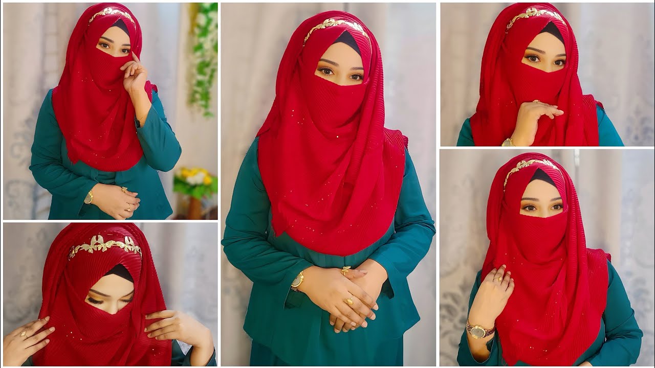 Elegant party hijab tutorial with niqab || @GalleryOfFahmidaoffical ...