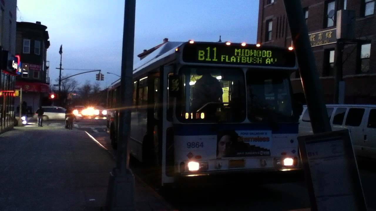 Take Off: MTA NYCT 1999 OBI Orion 05.501 CNG #9864 on the B11 - YouTube