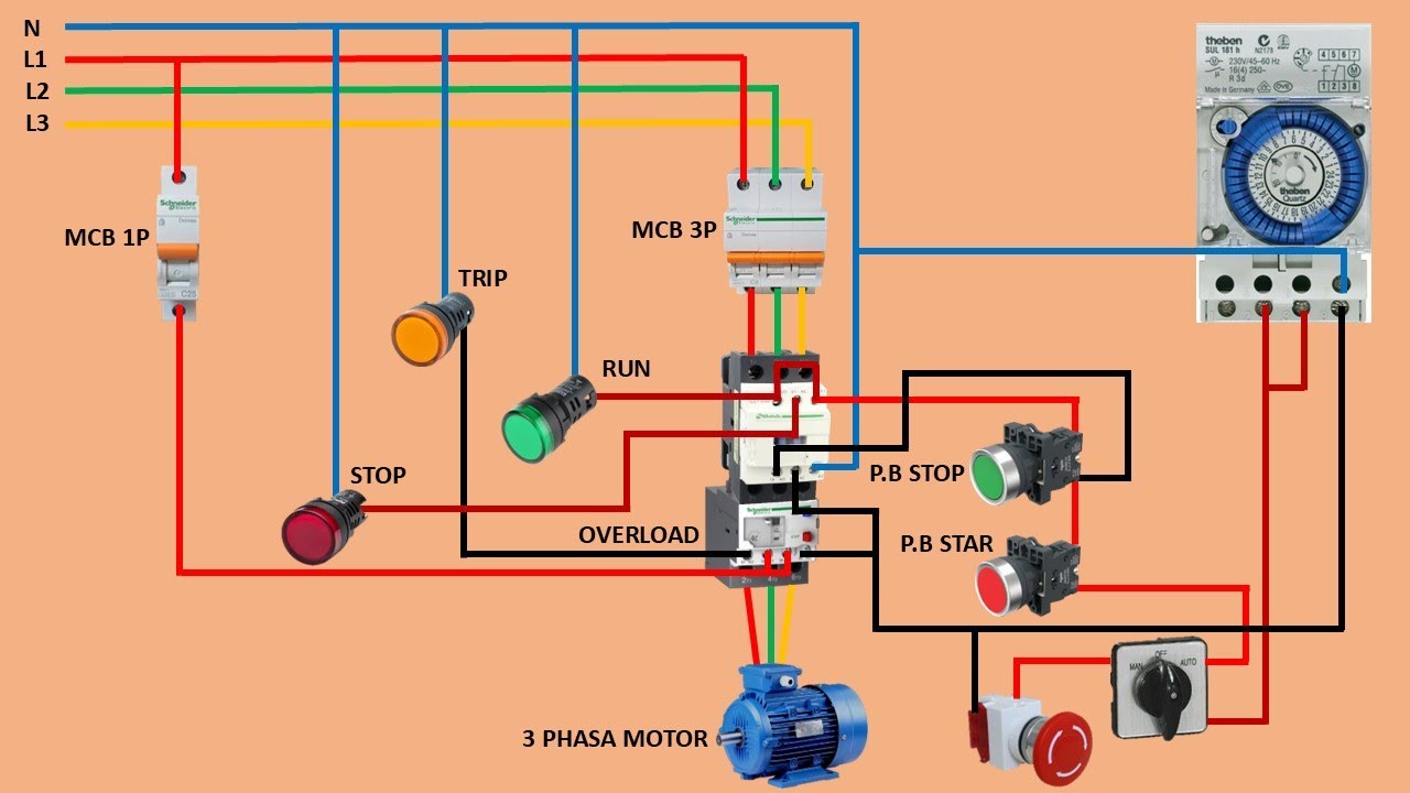 DOL Starter Connection with Timer | DOL starter connection - YouTube