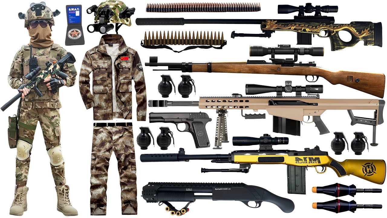 Special Forces Military Toy Gun Set Unboxing AWM、98K、MSR、M200、AMR ...