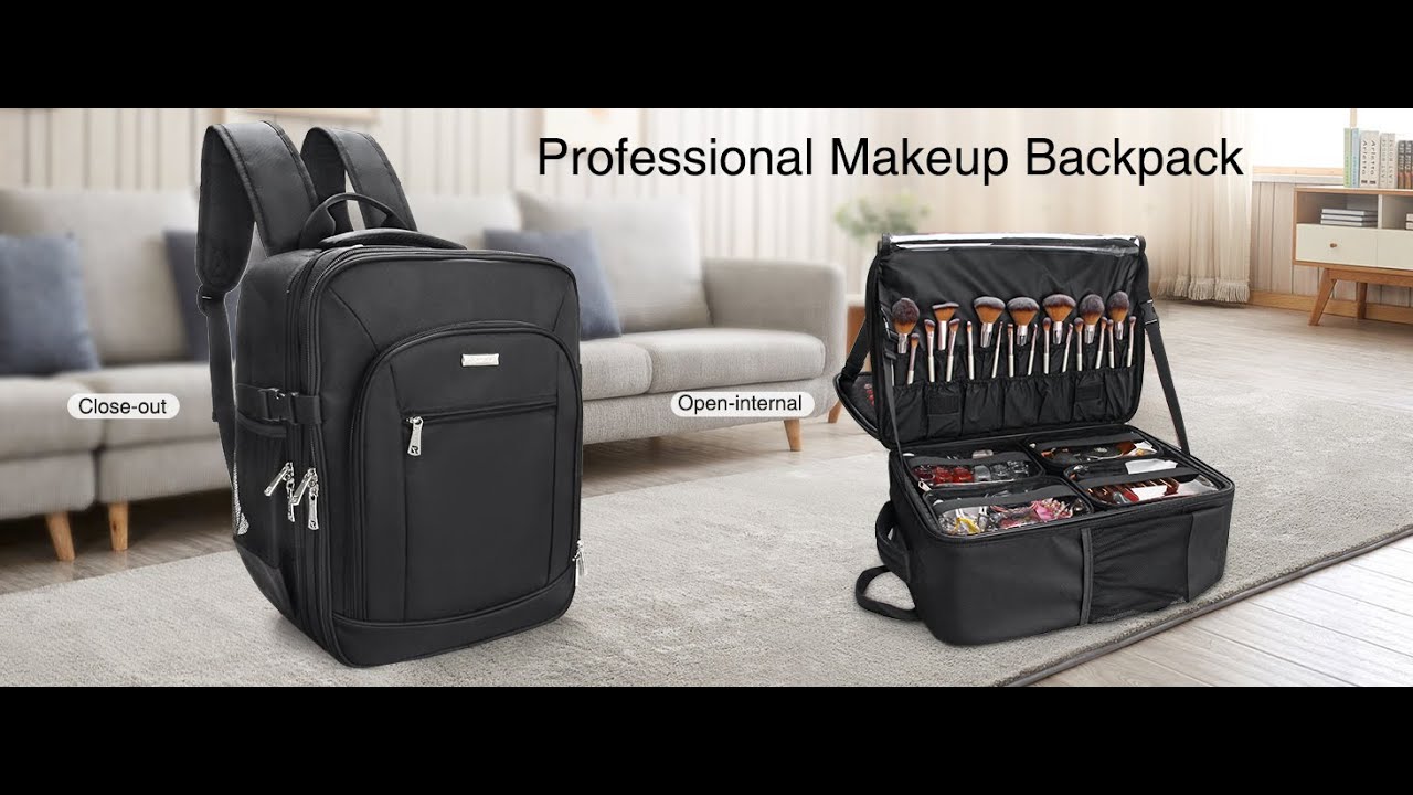 Professional Extra Large 3 Layer Makeup Backpack with 4 Small Cosmetic ...