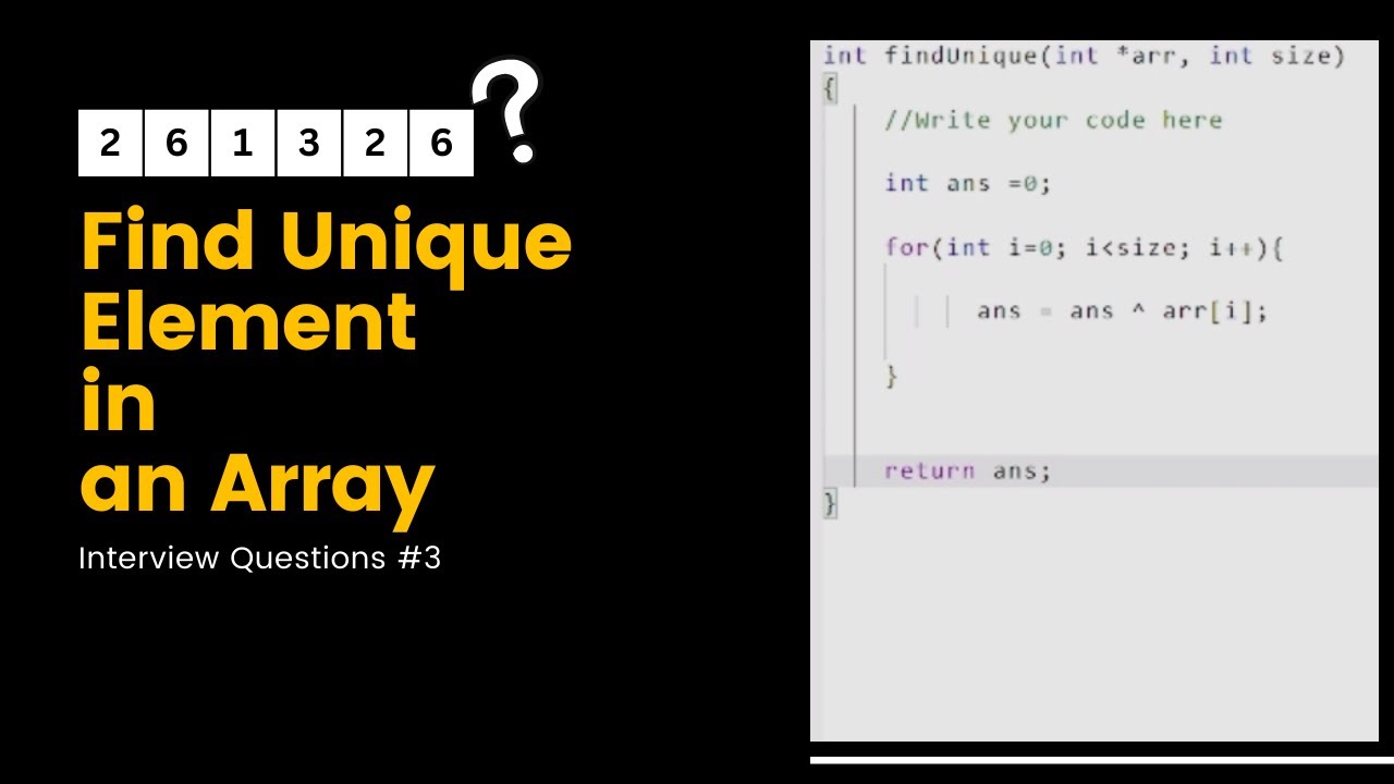 Find Unique Element in an Array | DSA Tutorial | Part 3 - YouTube
