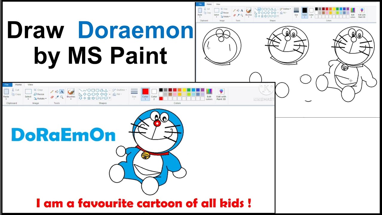 How to draw Doraemon using MS Paint I - YouTube