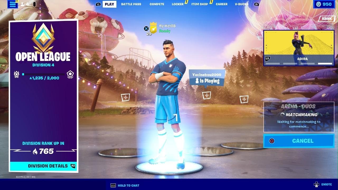 Fortnite playing arena in the lobby - YouTube