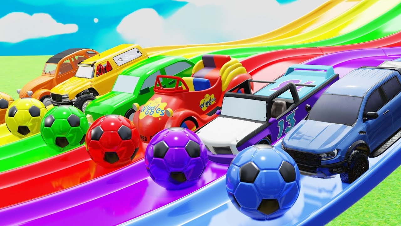 LEARN COLORS WITH COLOURFULL CARS BALLS TRUCK JEEP KIDS LEARNING VIDEO ...