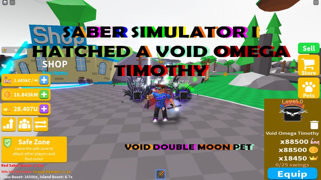 Saber Simulator I HATCHED A VOID OMEGA TIMOTHY OP STATS - YouTube