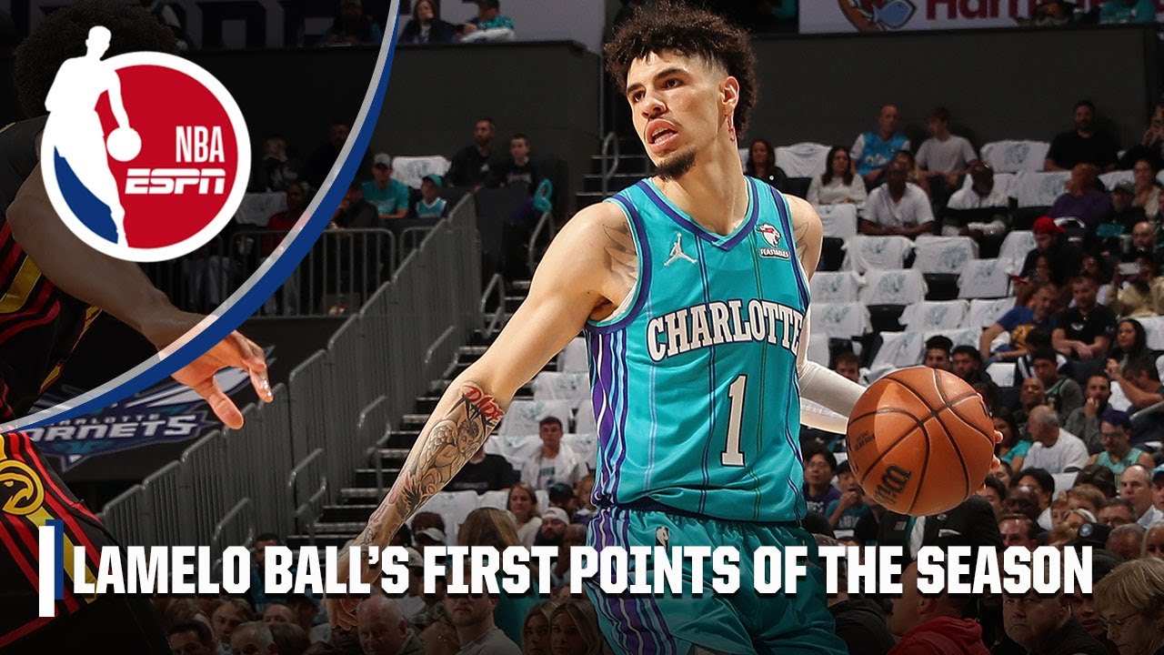 WELCOME TO THE SEASON LAMELO 👏 Ball hits a 3 for his first points of ...