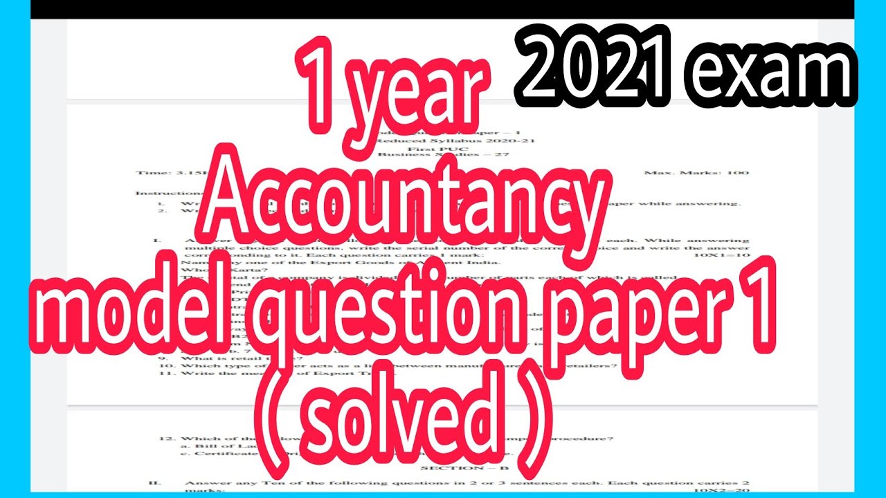 @studysimply Accountancy model question paper 1 first puc - YouTube
