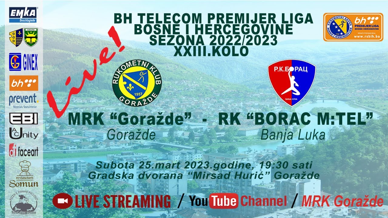 MRK Goražde Goražde - RK Borac m:tel Banja Luka - YouTube