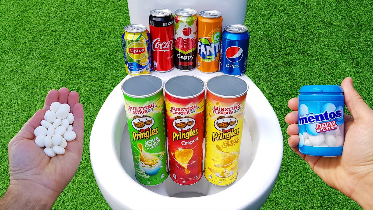 Experiment !! PRINGLES vs Coca Cola, Cappy, Fanta, Pepsi, Lipton and ...