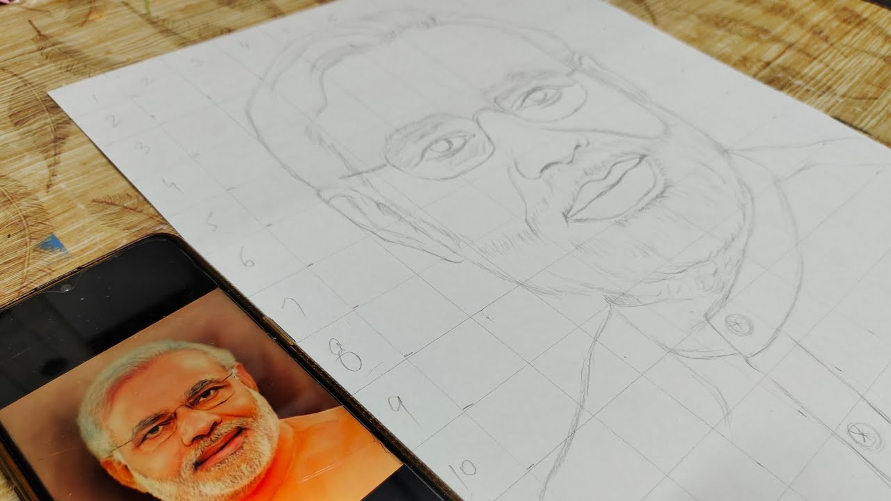 Narendra Modi Drawing/ How To Draw Narendra Modi ji / P M Narendra Modi ...