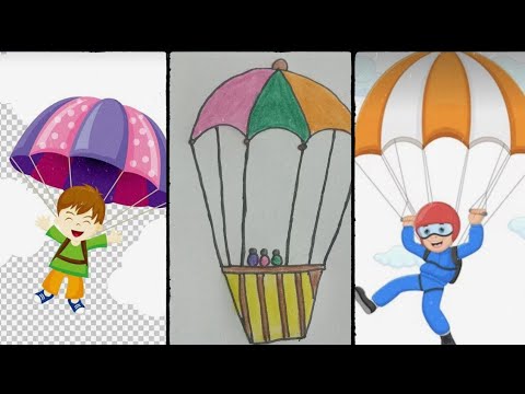 how to draw a beautiful parachute//drawing of easy parachute//drawing ...
