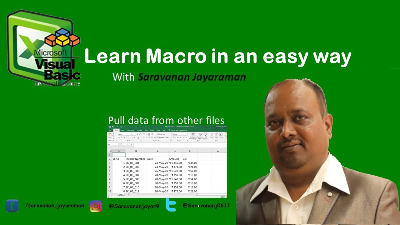 Excel VBA (Macro) - Pull data from other files | #macro - YouTube