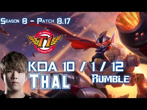SKT T1 Thal RUMBLE vs GEN CuVee AATROX Top - Patch 8.17 KR Ranked - YouTube