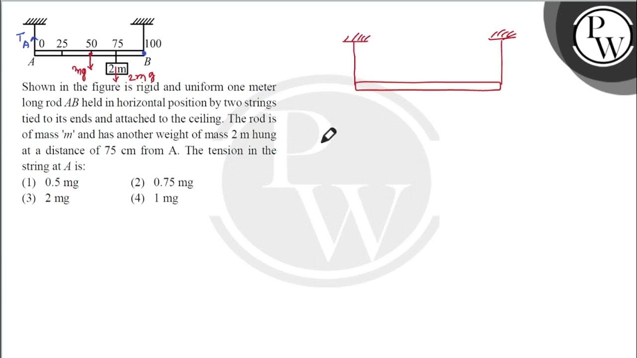 Shown in the figure is rigid and uniform one meter long \( \operatorname{rod} A B \) held in hor ...