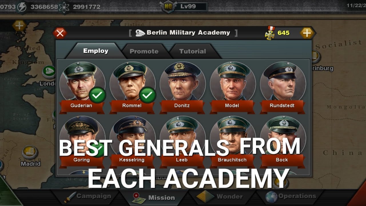 Who are the BEST GENERALS from each academy? World Conqueror 3 - YouTube
