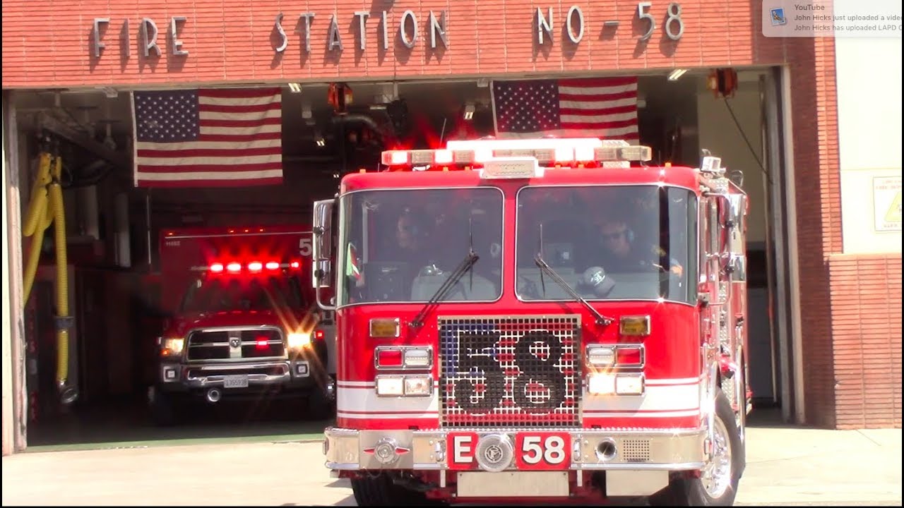 LAFD Engine 58 & Rescue 58 Responding (Lots of EQ, Horn & Yelp) - YouTube