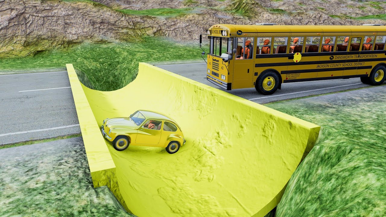 Cars Vs Massive Reverse Speed Bumps - BeamNG Drive - YouTube