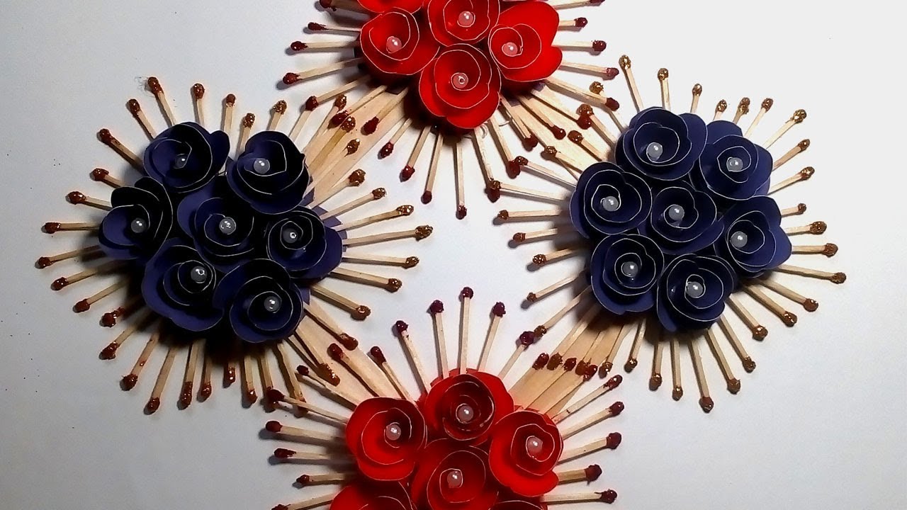 Color Paper and Matchstick Craft Idea | Beautiful Wall Piece Idea from ...