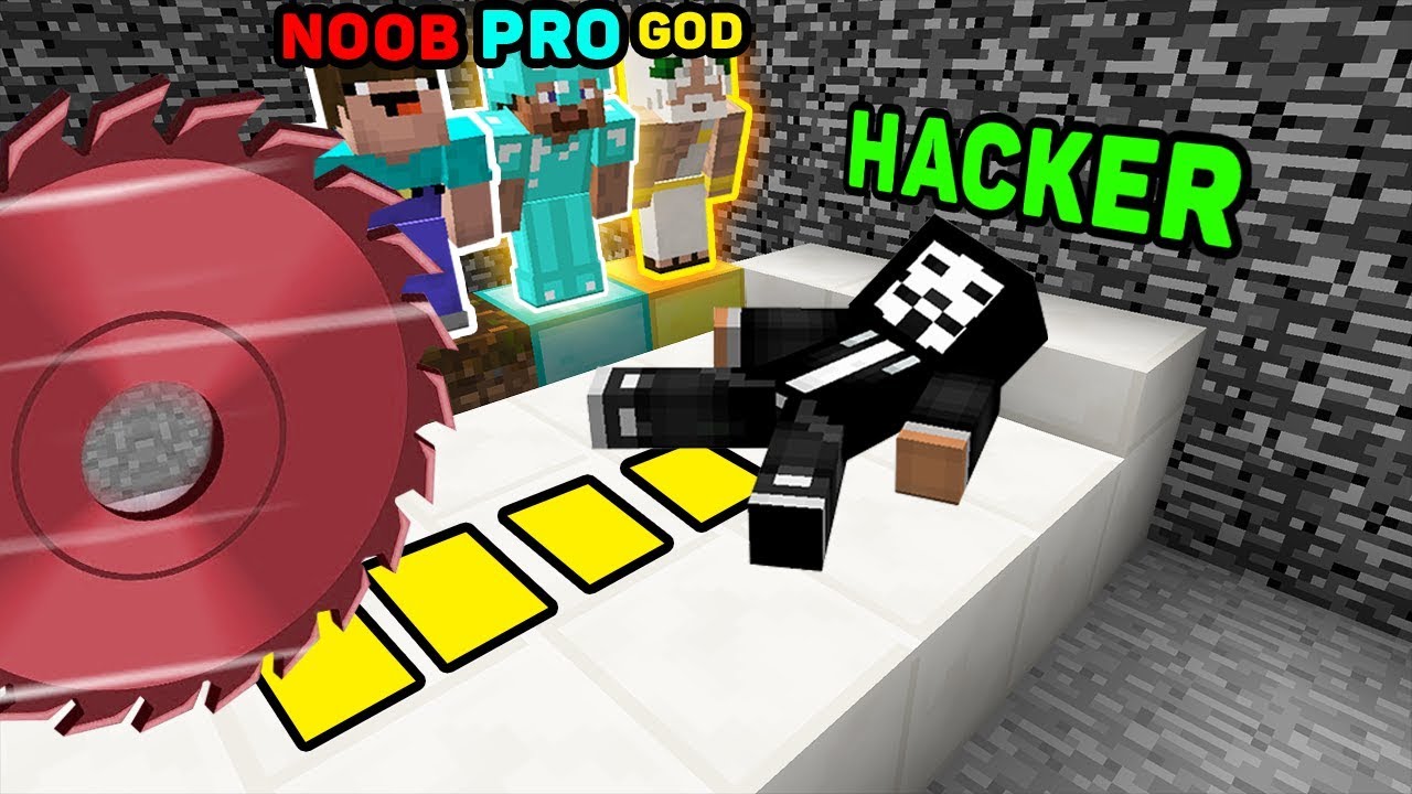 Minecraft - NOOB vs PRO vs HACKER vs GOD - HOW TO SAVE A HACKER? TRAP ...