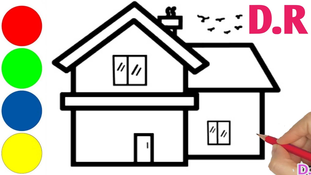 How to draw a house / steps by steps / house drawing very beautiful ...