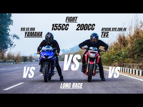 Yamaha R15 V3 Bs6 Vs Tvs apache Rtr 200 4v  which one is faster 155cc or 200cc | Halke Mai Na Lena