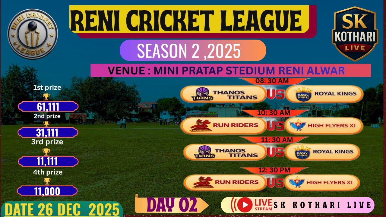 || LIVE || DAY 2 || RENI CRICKET LEAUGE SEASON 1 || #RCL #cricket # ...