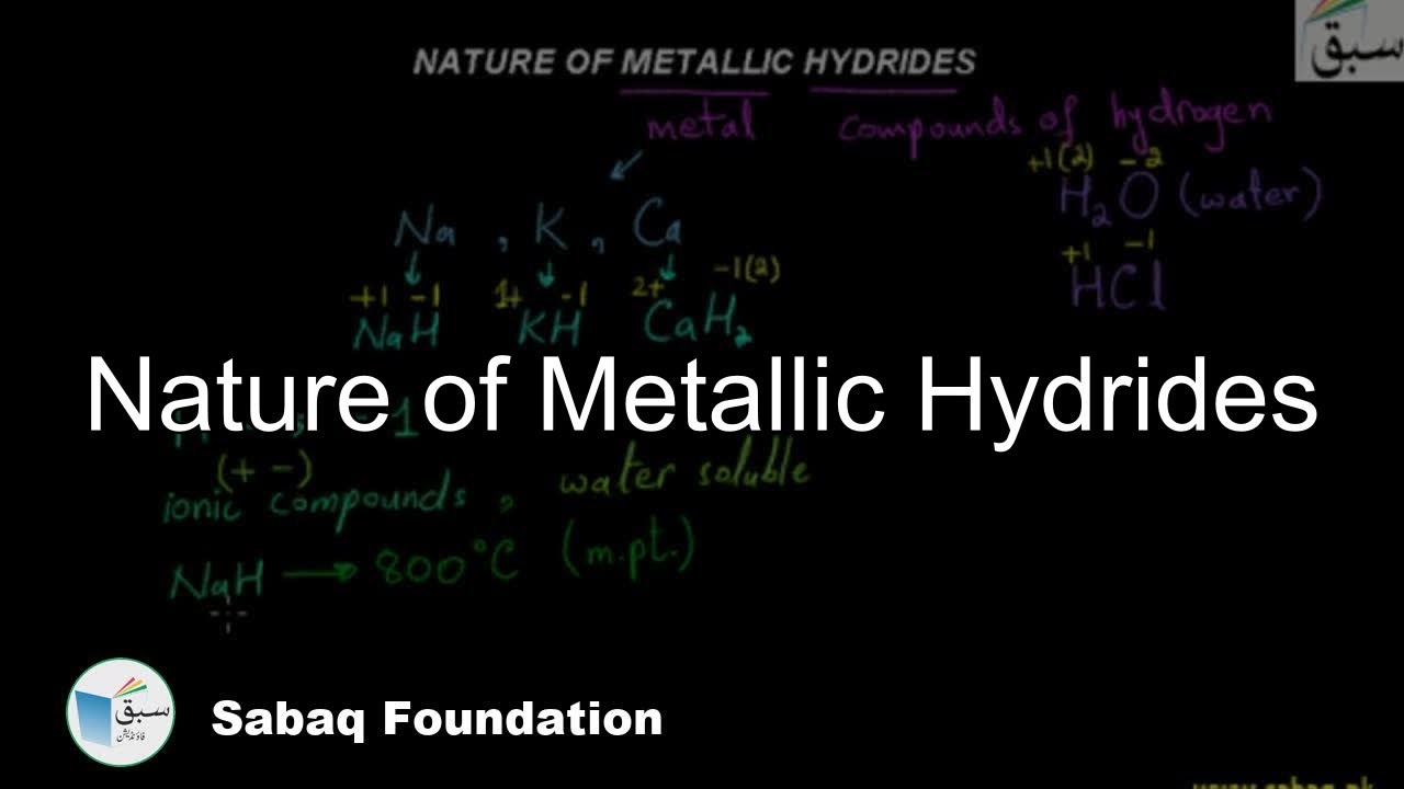 Nature of Metallic Hydrides, Chemistry Lecture | Sabaq.pk | - YouTube