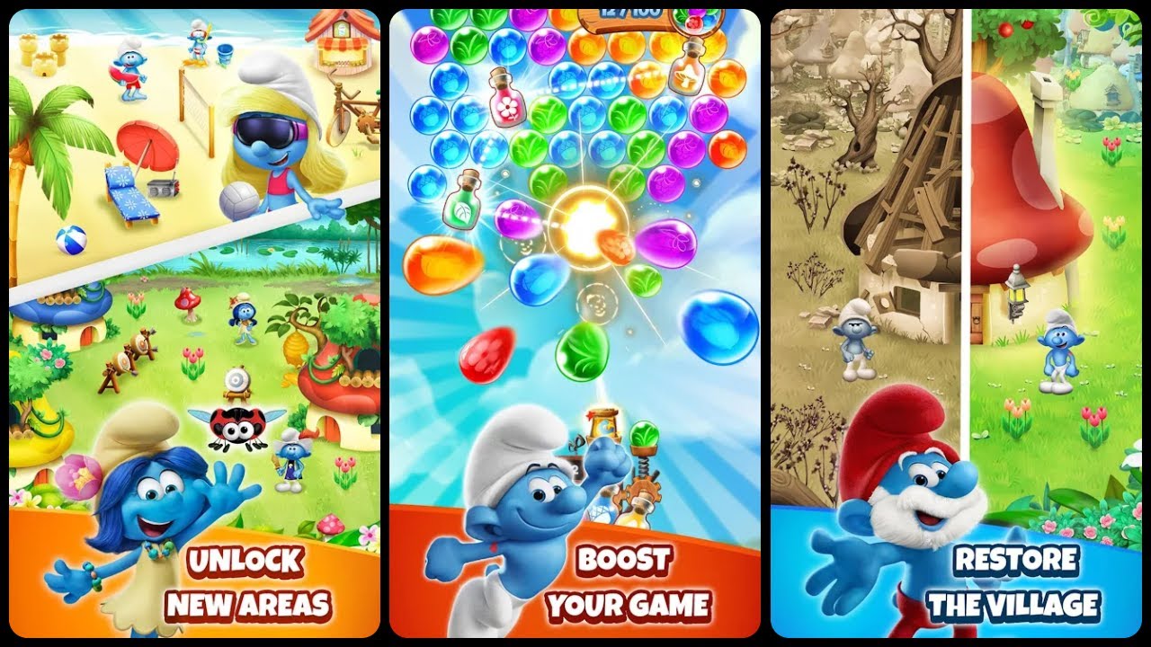 Smurfs Bubble Shooter Story Game Gameplay Video for Android Mobile Game ...
