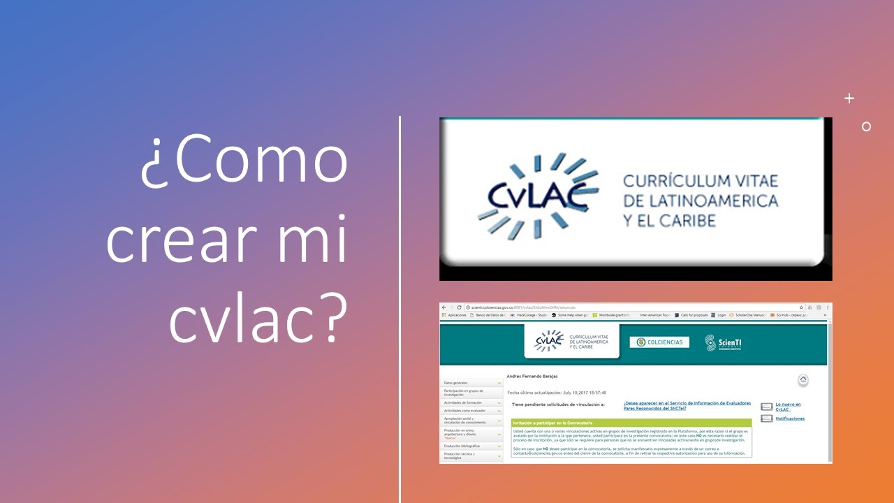 ¿Cómo crear mi CVLAC? - YouTube
