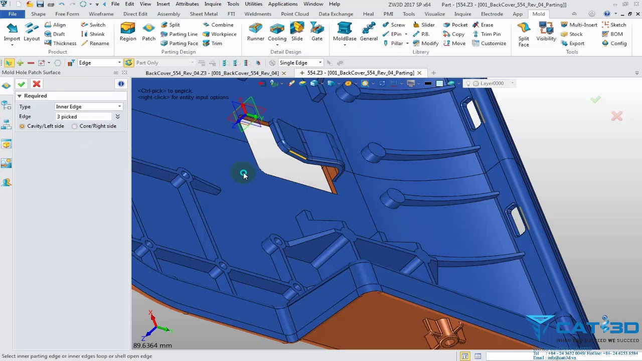 CAD Lesson8 Mold Design Project Manager parting Step1 - YouTube