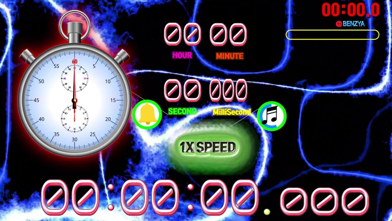 00:00:00 ~ 01:00:00 countup timer alarm🔔stopwatch speed increase 1x ...