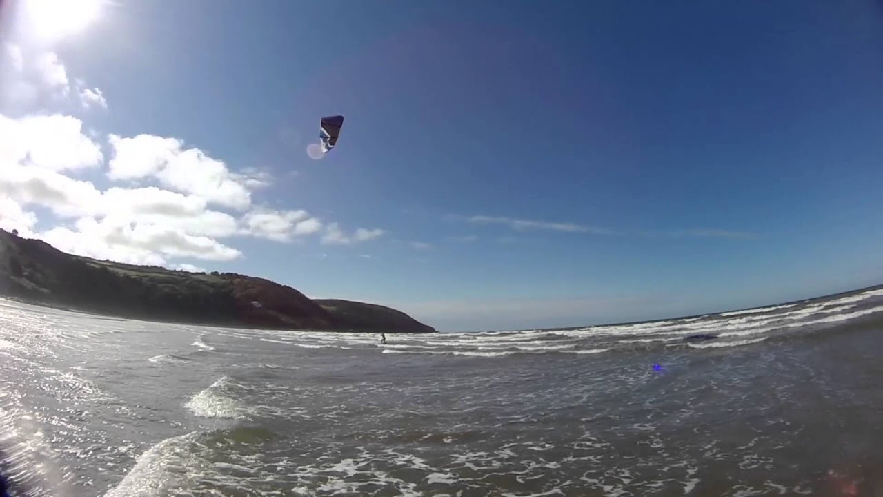 Kitesurfing at Poppit Sands, Wales - YouTube
