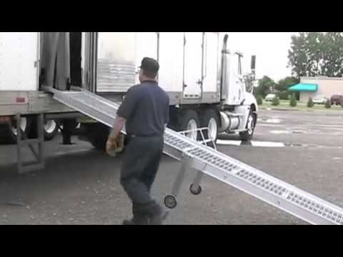 End storing aluminum delivery ramp with detachable wheels - YouTube