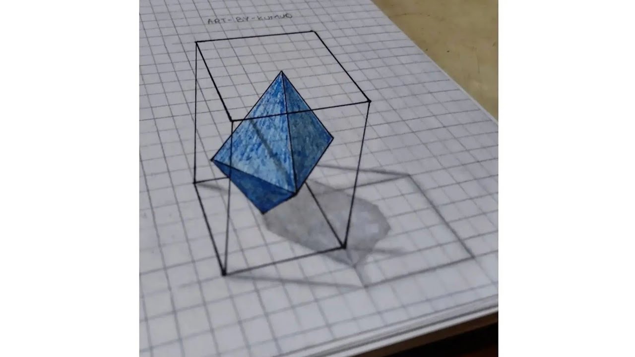 How To Draw 3D Octahedron | 3D Drawing Tutorial #art #artist #viral # ...